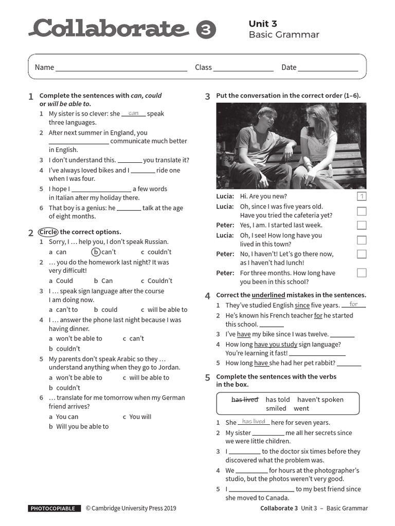 COL TRB 3 Basic Grammar Unit 3 | PDF | Human Communication | Linguistics