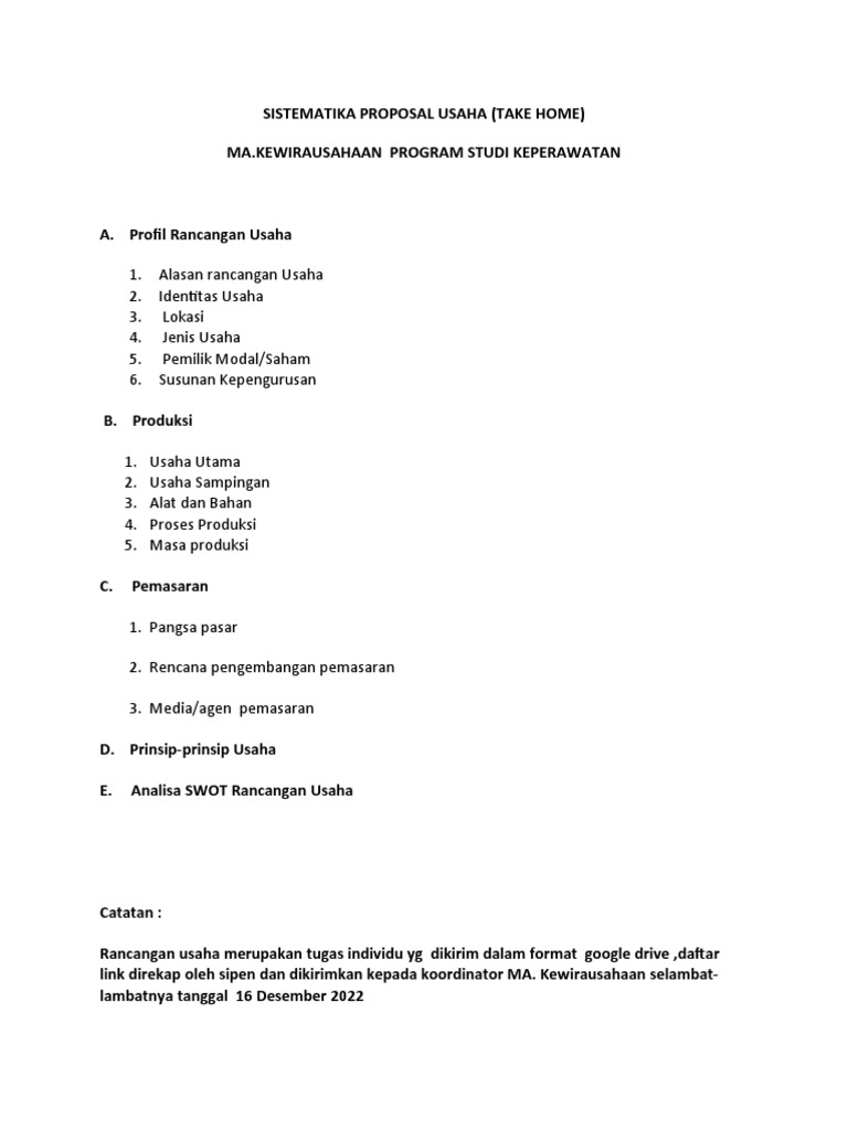 Sistematika Proposal Usaha | PDF | Bisnis | Karier & Perkembangan