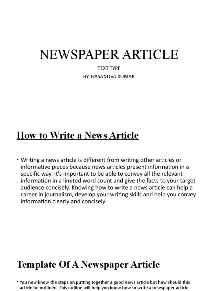 Newspaper Article | PDF | News | Newspapers