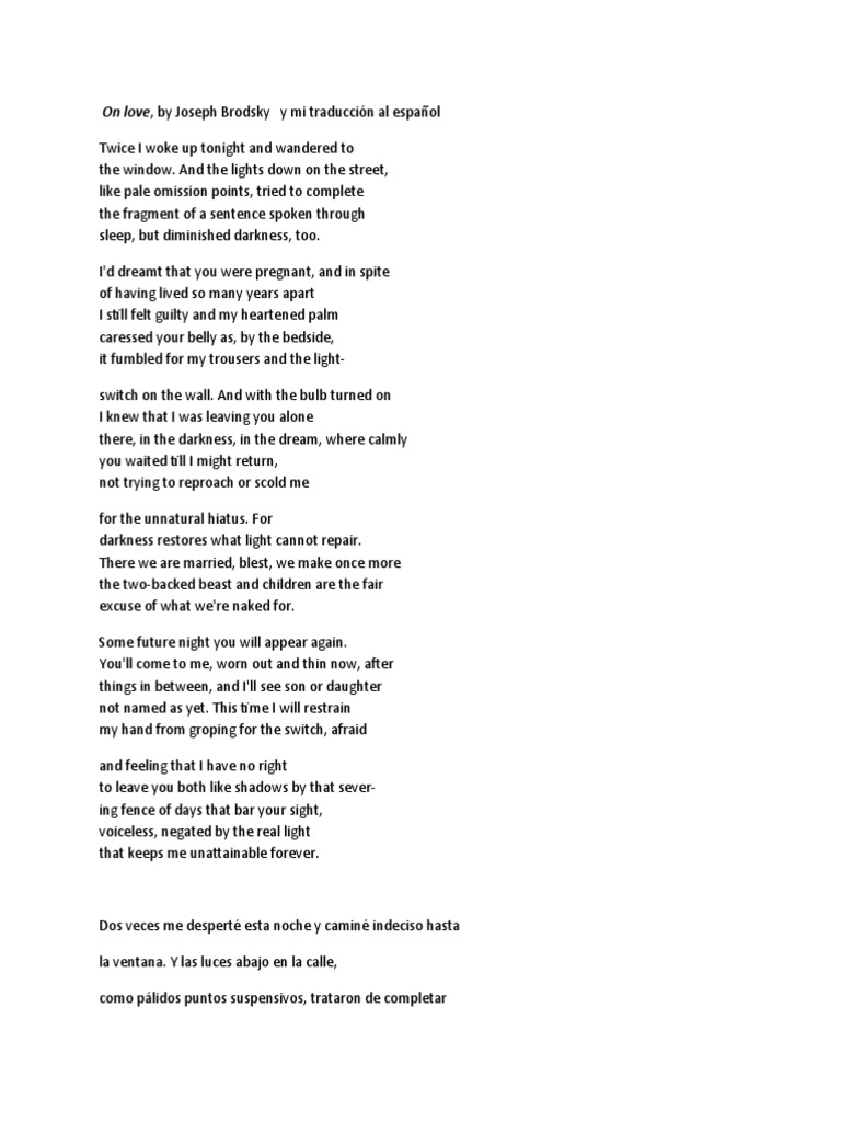 On Love Poem by Joseph Brodsky | PDF