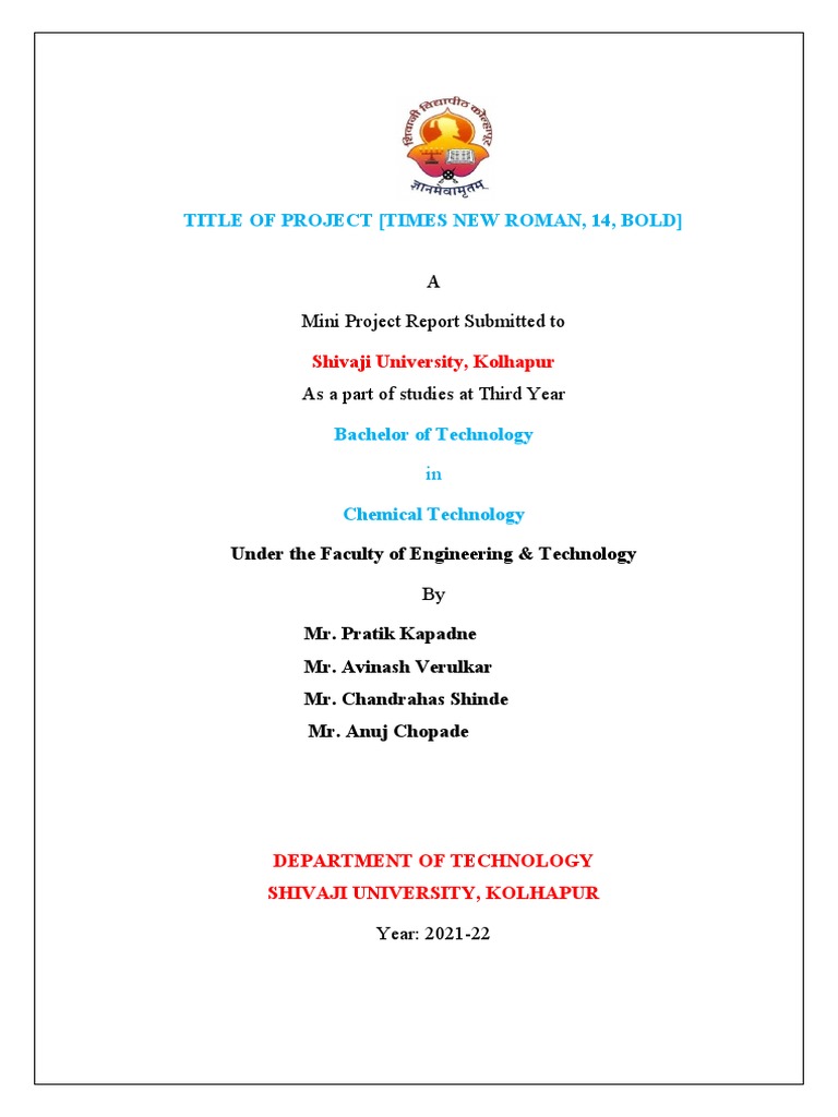 Report Format Mini Project@TY Chem Tech | PDF | Particulates | Engineering