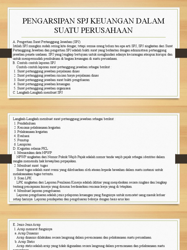 Pengarsipan SPJ Keuangan Dalam | PDF