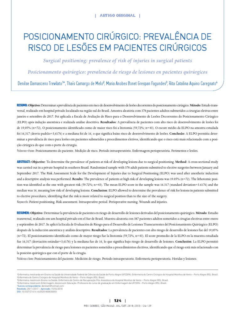 Posicionamento Cirurgico - Escala de ELPO - Denilse Trevilato | PDF ...