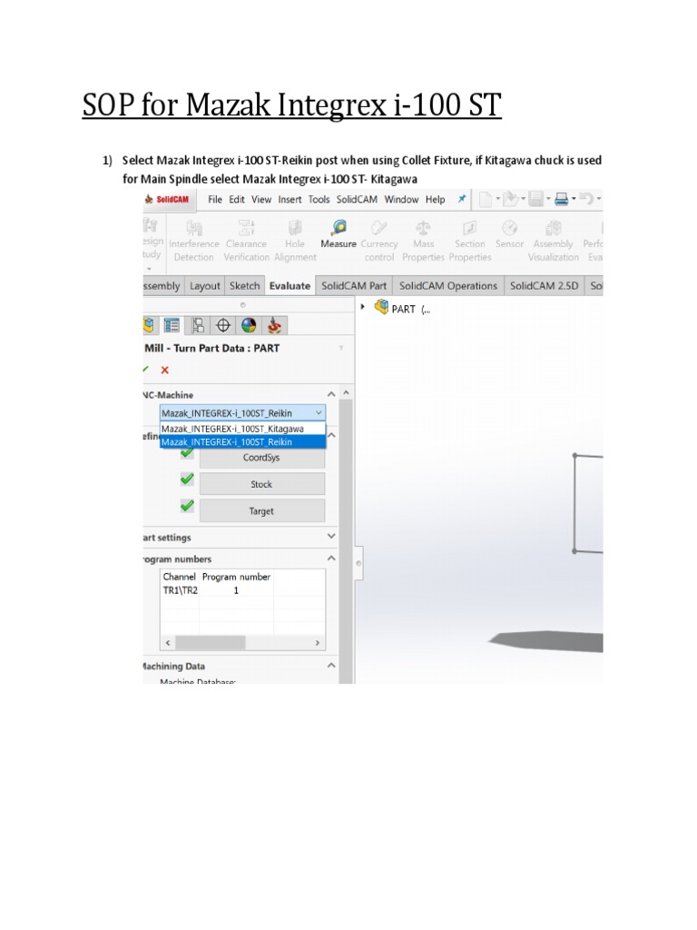 SOP For Mazak Integrex I100 ST | PDF