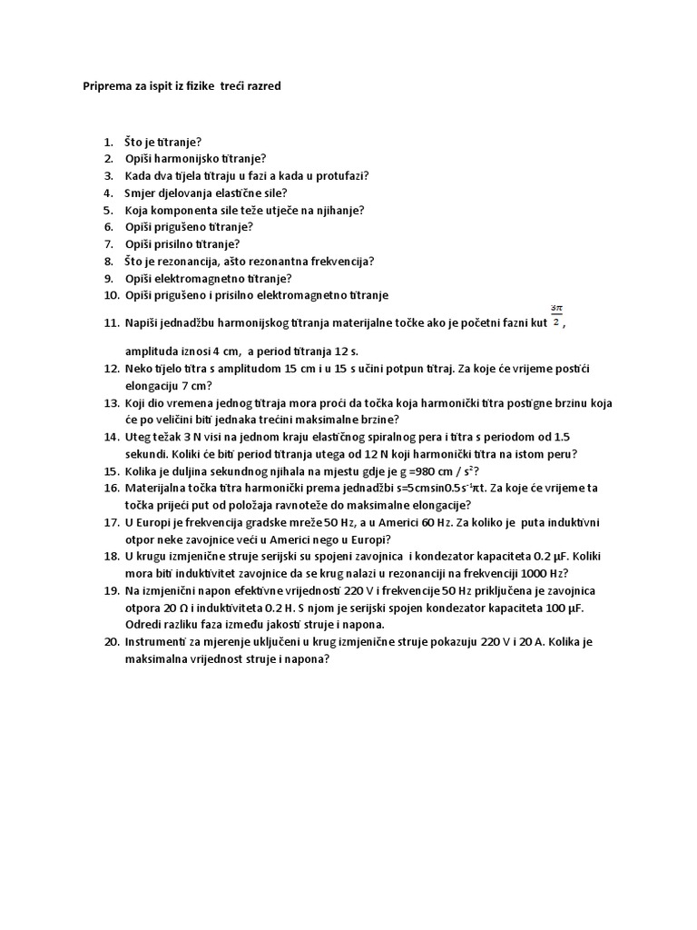 Priprema Za Ispit Iz Fizike 3 | PDF