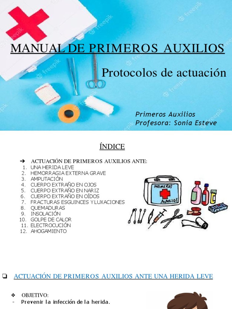 Protocolos Primeros Auxilios (Parte 1) | PDF | Primeros auxilios | Herida