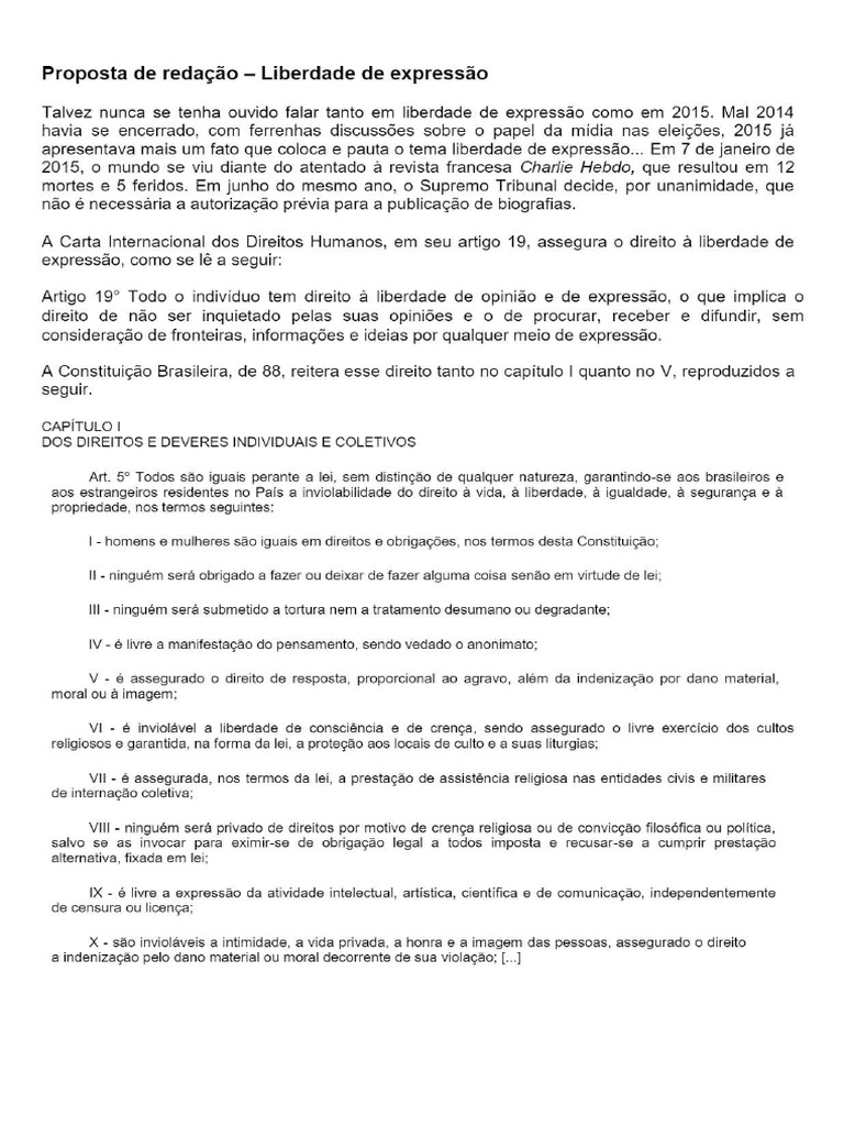 Atividade Liberdade de Expressão | PDF