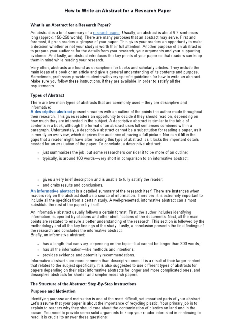 How To Write An Abstract | PDF | Abstract (Summary) | Thesis