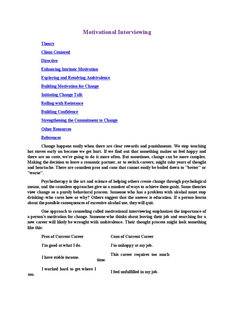 Motivational Interviewing | PDF | Motivation | Motivational