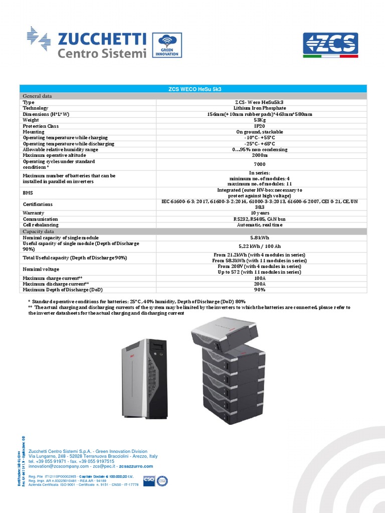 Datasheet Battery Weco 5k3 HV | PDF | Electric Power | Physical Quantities