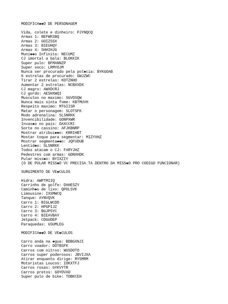 Codigos GTA SA Android | PDF
