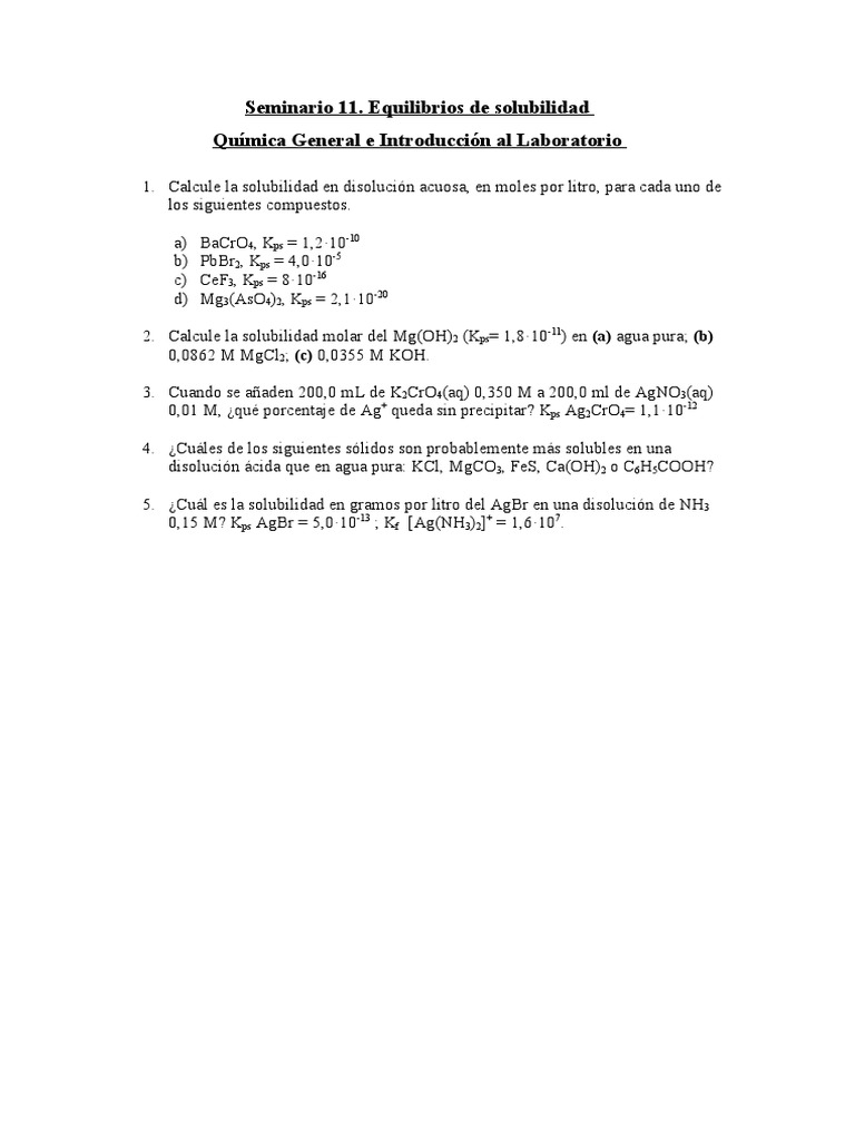Solubilidad y Equilibrios Químicos | PDF | Métodos y materiales de enseñanza | Ciencia y matemáticas