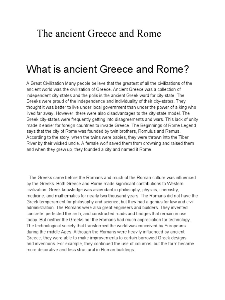The Ancient Greece and Rome | PDF | Ancient Greece | Ancient Rome