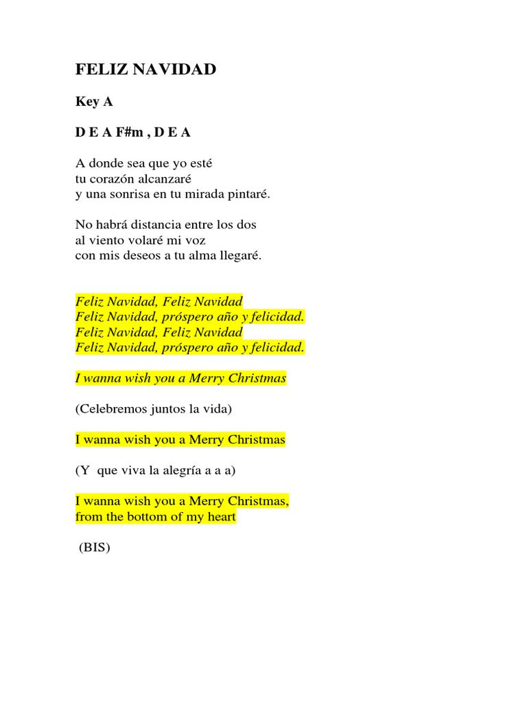 Letra de Feliz Navidad y acordes | PDF | Poesía