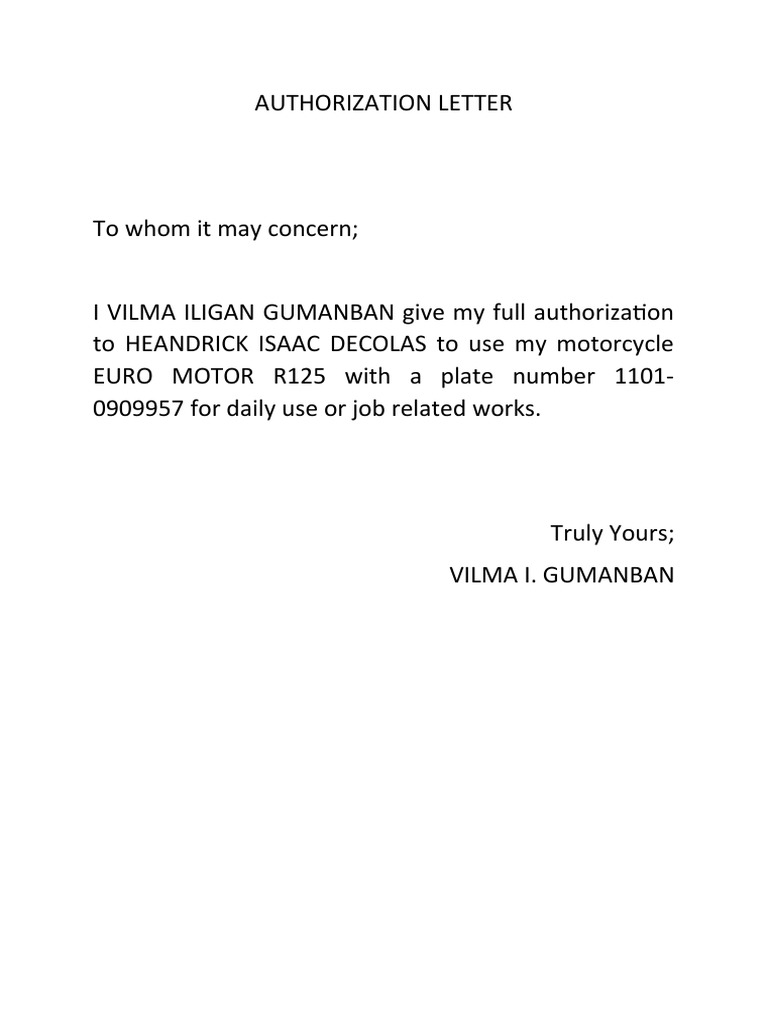 Authorization Letter | PDF