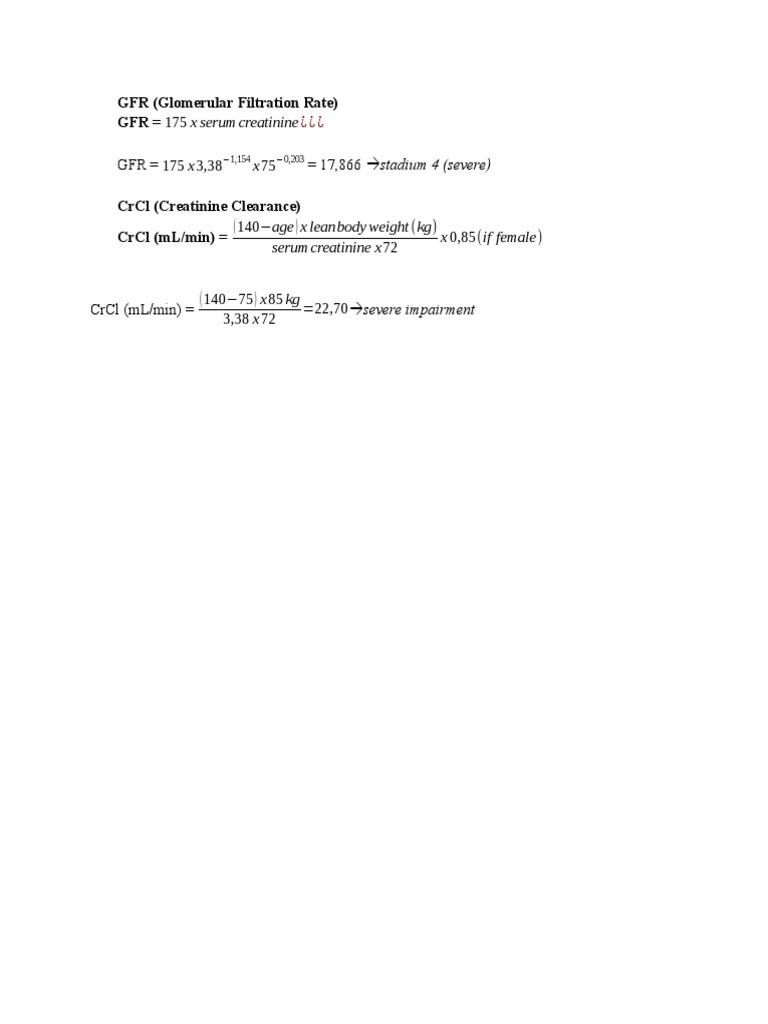 GFR Stage 4 Calculation Explained | PDF