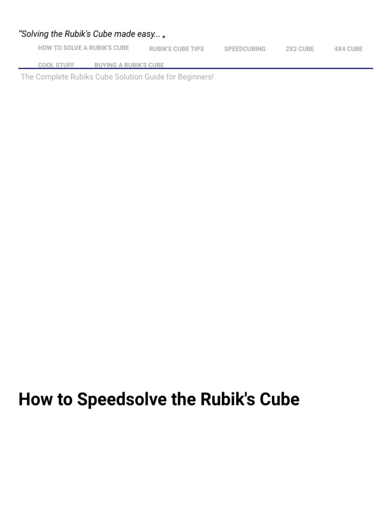 How To Speedsolve The Rubik's Cube - CFOP Method Explained | PDF