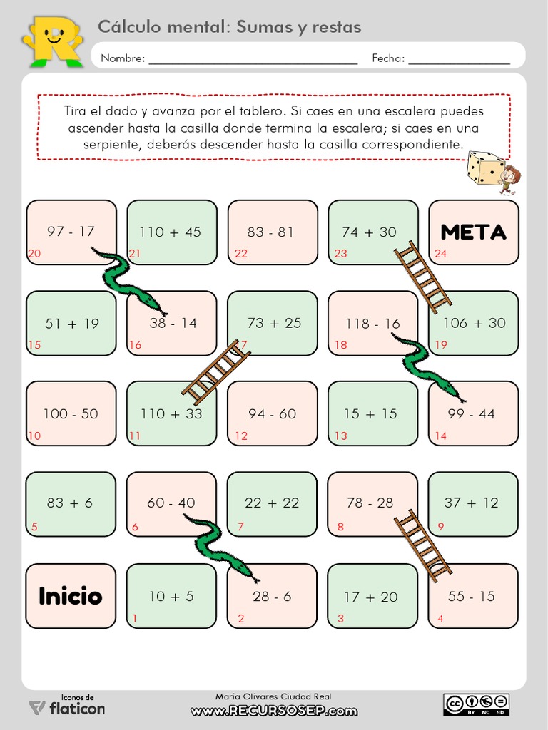 Juego Calculo Mental Sumas y Restas | PDF