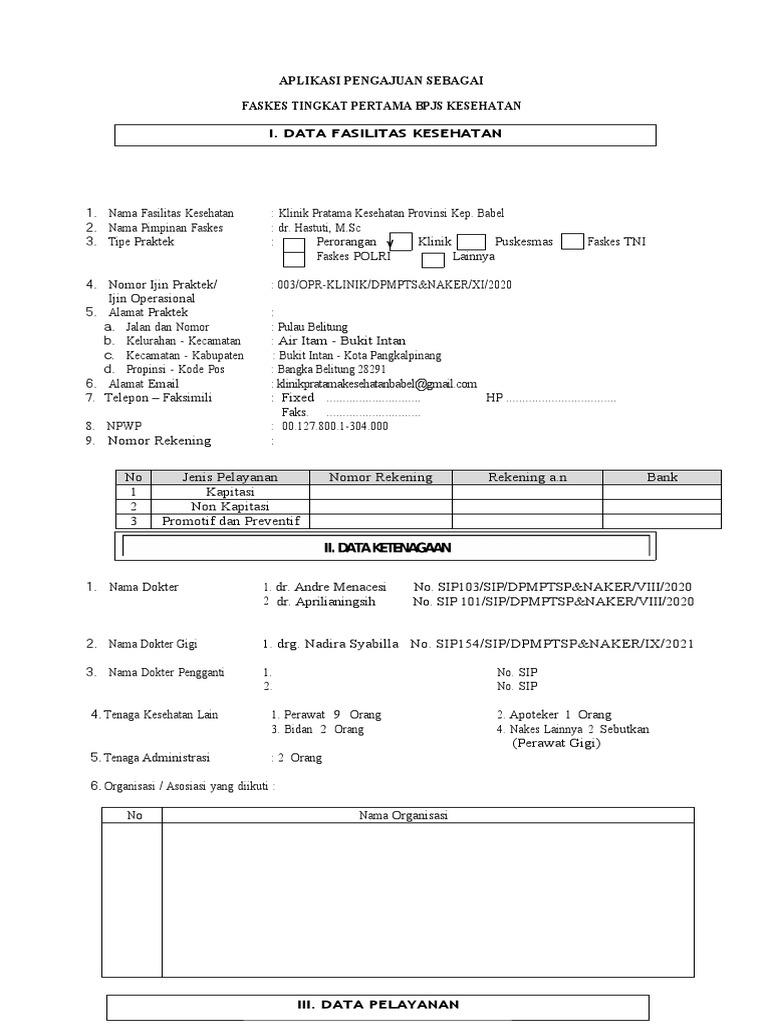 BPJS Aplikasi Pengajuan Sebagai Faskes Bpjs | PDF