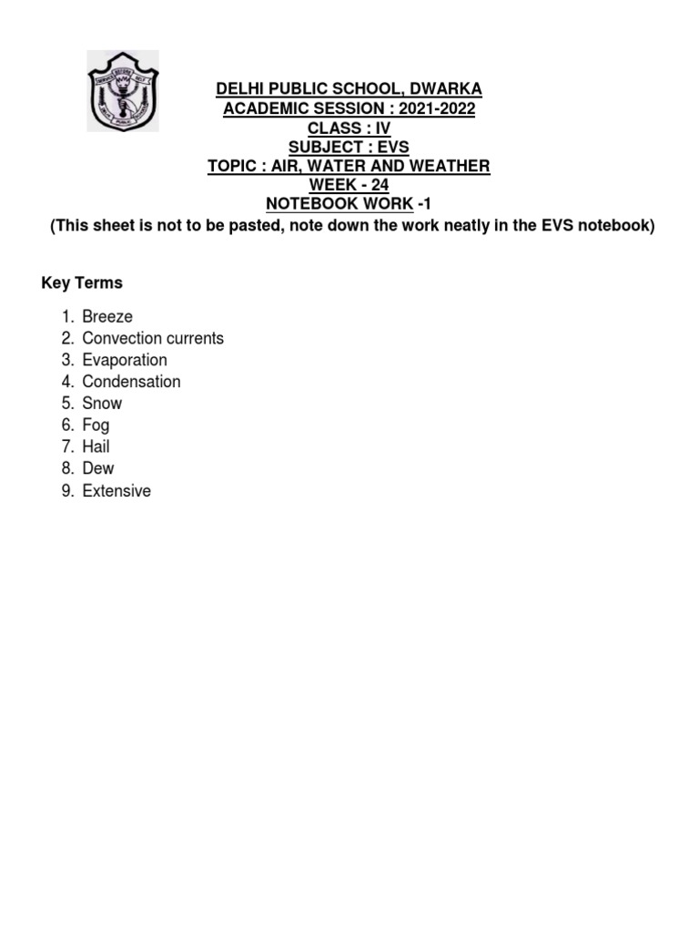 Class IV Evs Assignment Week 24 | PDF | Water Vapor | Humidity