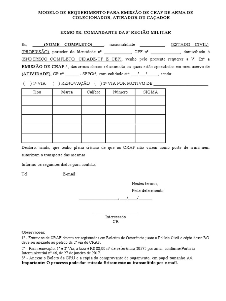 Emissao de CRAF Por Renovacao 1 Ou 2 Via 2 | PDF