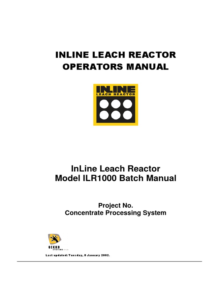 Inline Leach Reactor Operators Manual in | PDF | Pump | Valve