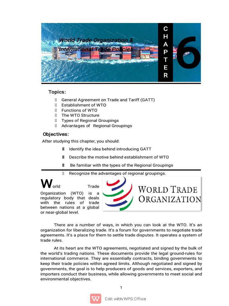 IBT Lesson 6 | PDF | World Trade Organization | Most Favoured Nation