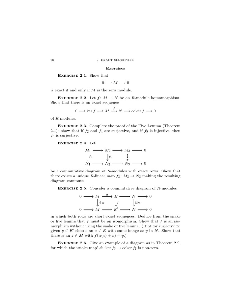 26 2. Exact Sequences | PDF | Module (Mathematics) | Ring (Mathematics)