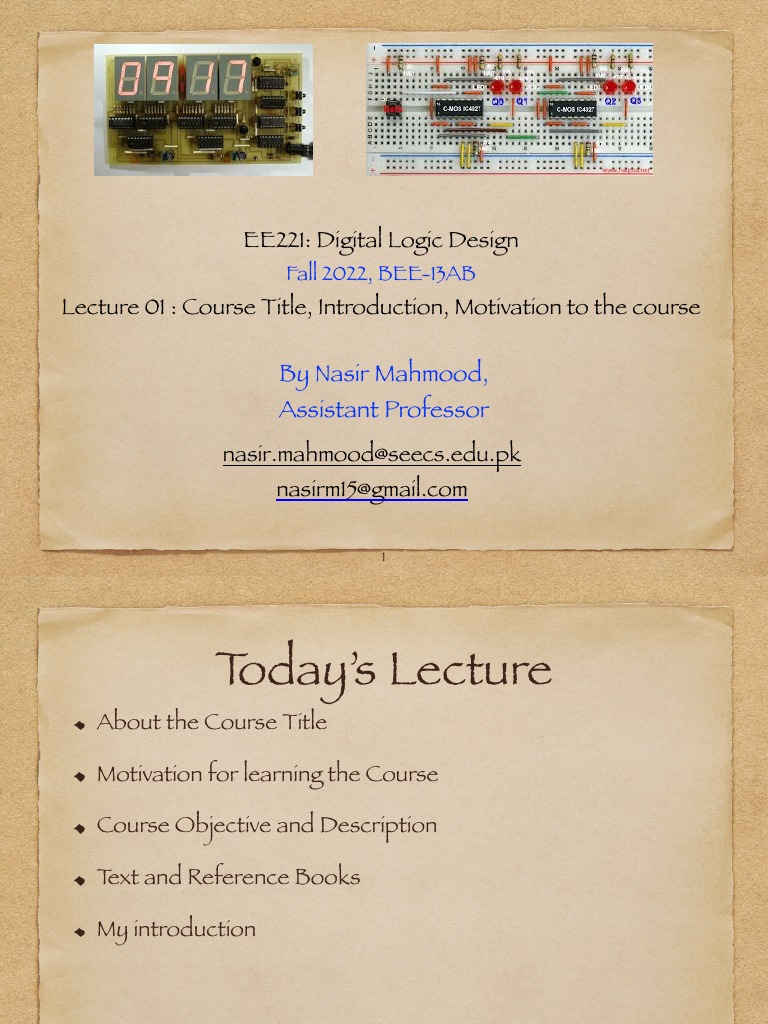 01 DLD Lec 01 Course Title, Introduction, Motivation To The Course ...