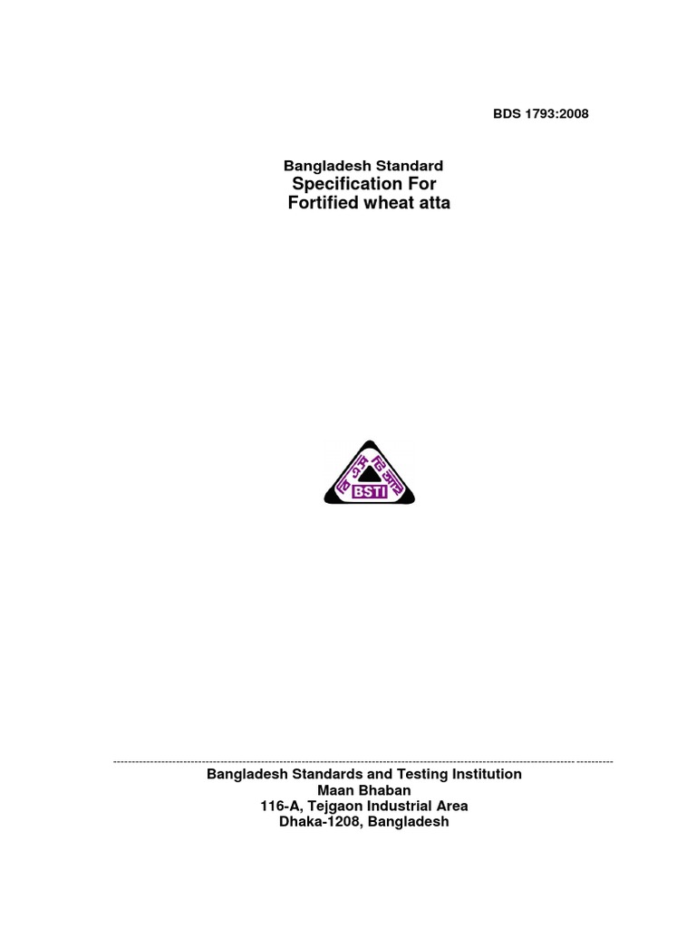Bangladesh Stds For Fortified Wheat Atta | PDF