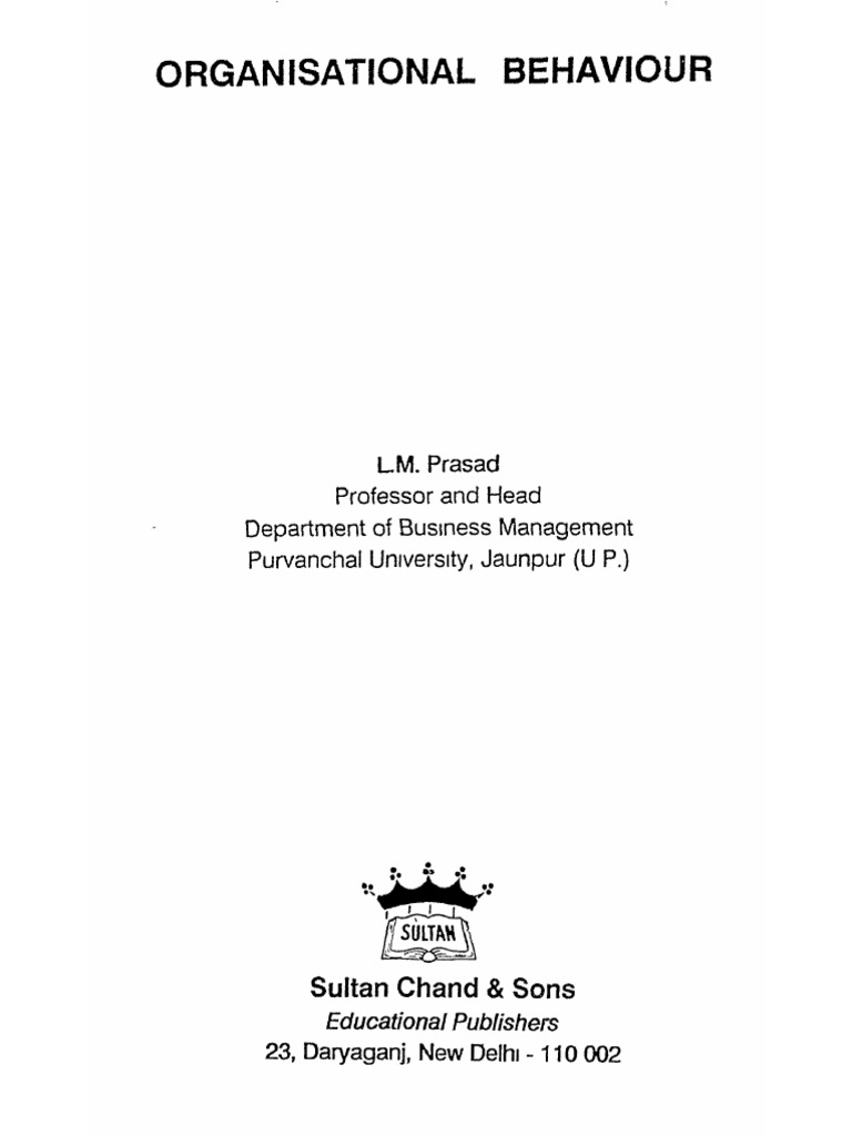 Organisational Behaviour by L. M. Prasad | PDF