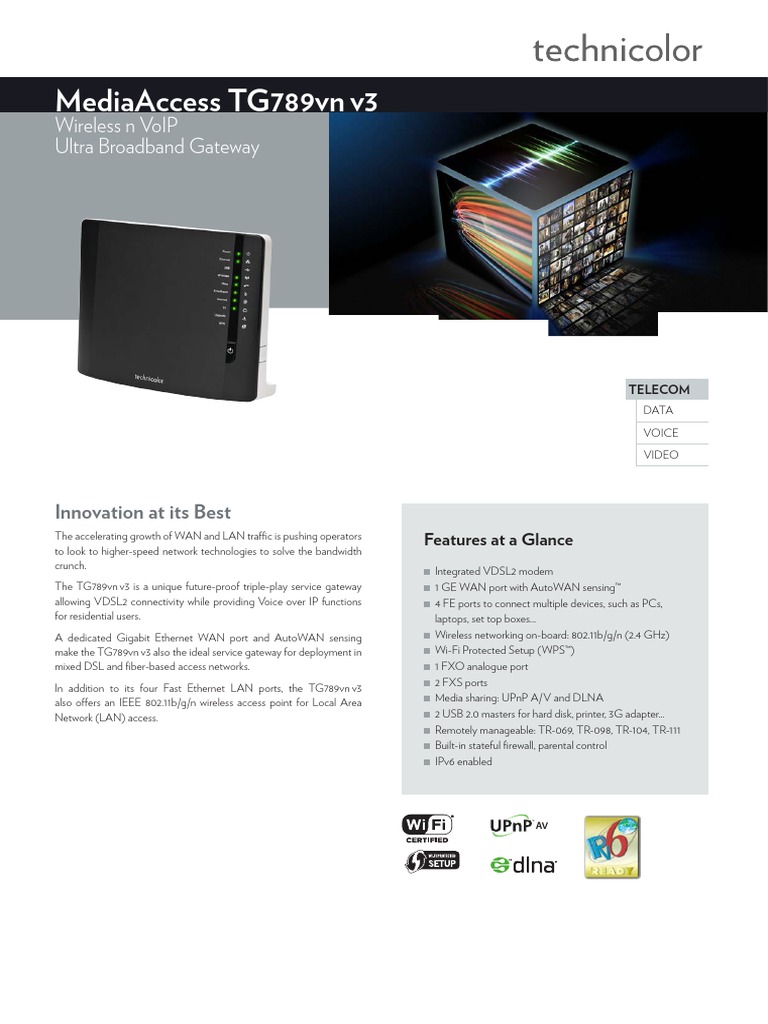 TG789vn v3 Datasheet | Download Free PDF | Computer Network | Wi Fi