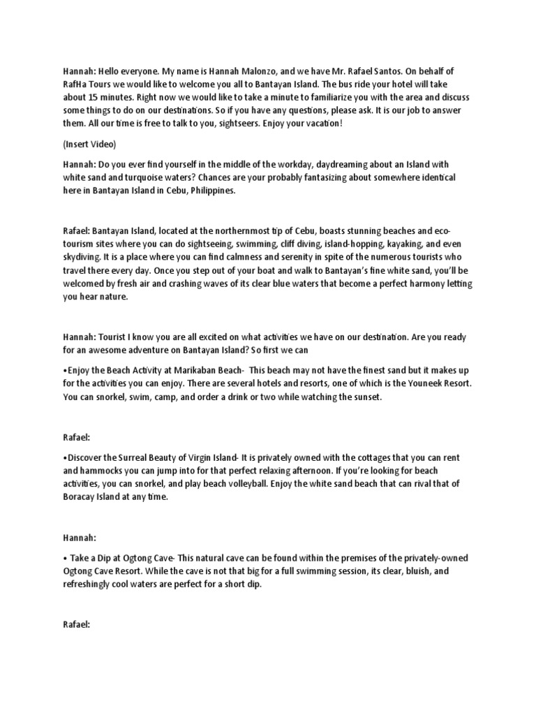 Bantayan Island Script | PDF | Tourism