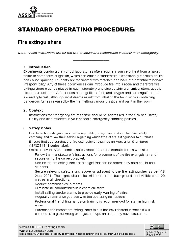 SOP Fire Extinguishers | PDF | Fires | New South Wales