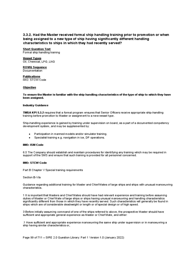 SIRE2.0 Q3.3.2. Ship Handling Training | PDF | Ships | Rudder