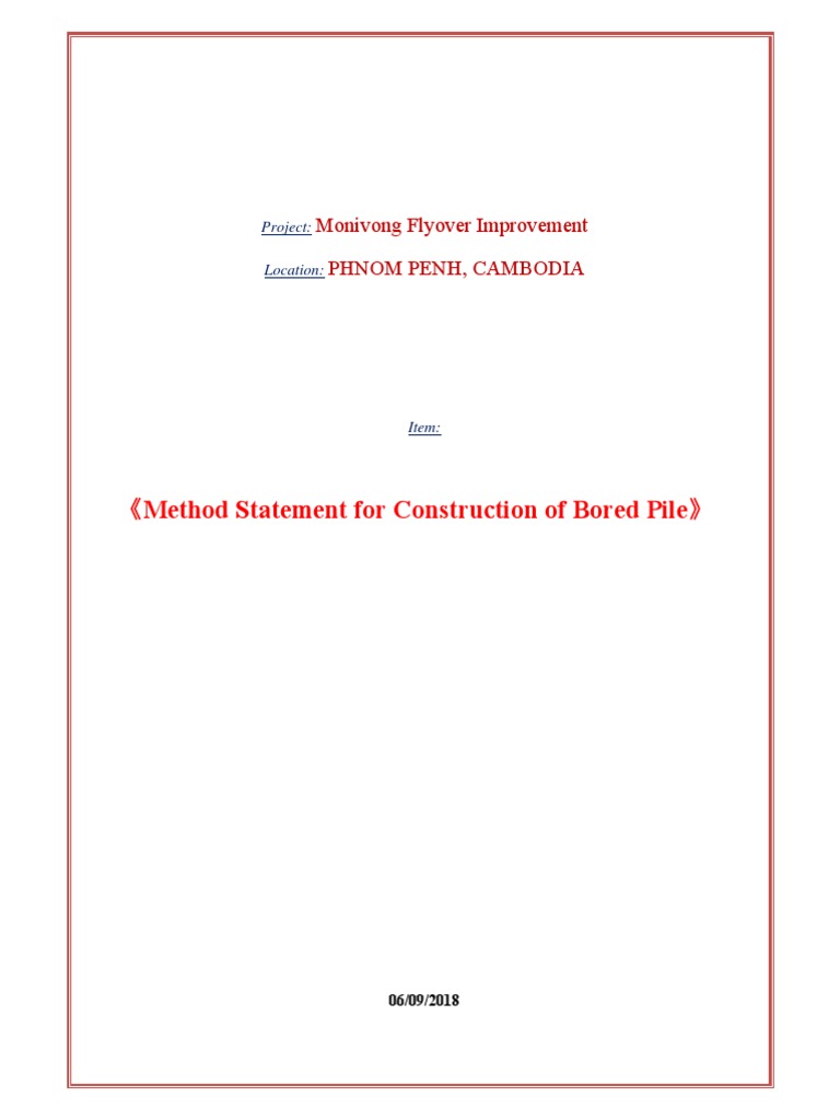 Construction Bored Pile (A4) | PDF | Concrete | Deep Foundation
