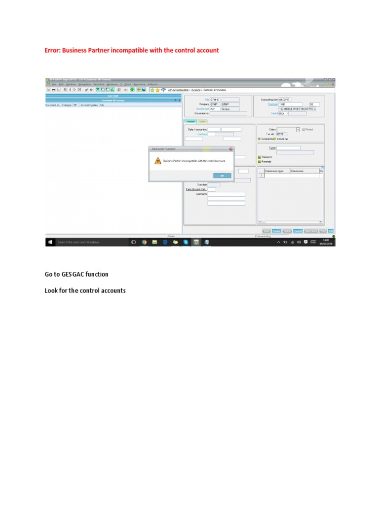 Business Partner Incompatible With The Control Account | PDF