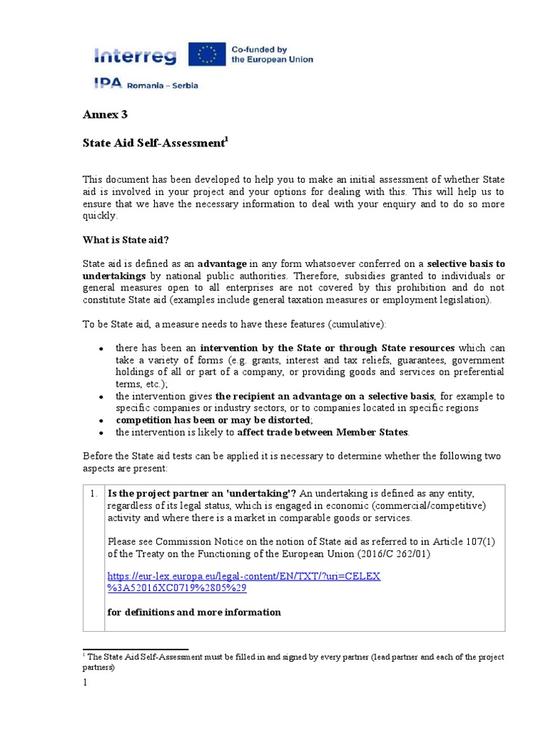 Assessing State Aid: A Self-Evaluation Tool for Determining Compliance ...