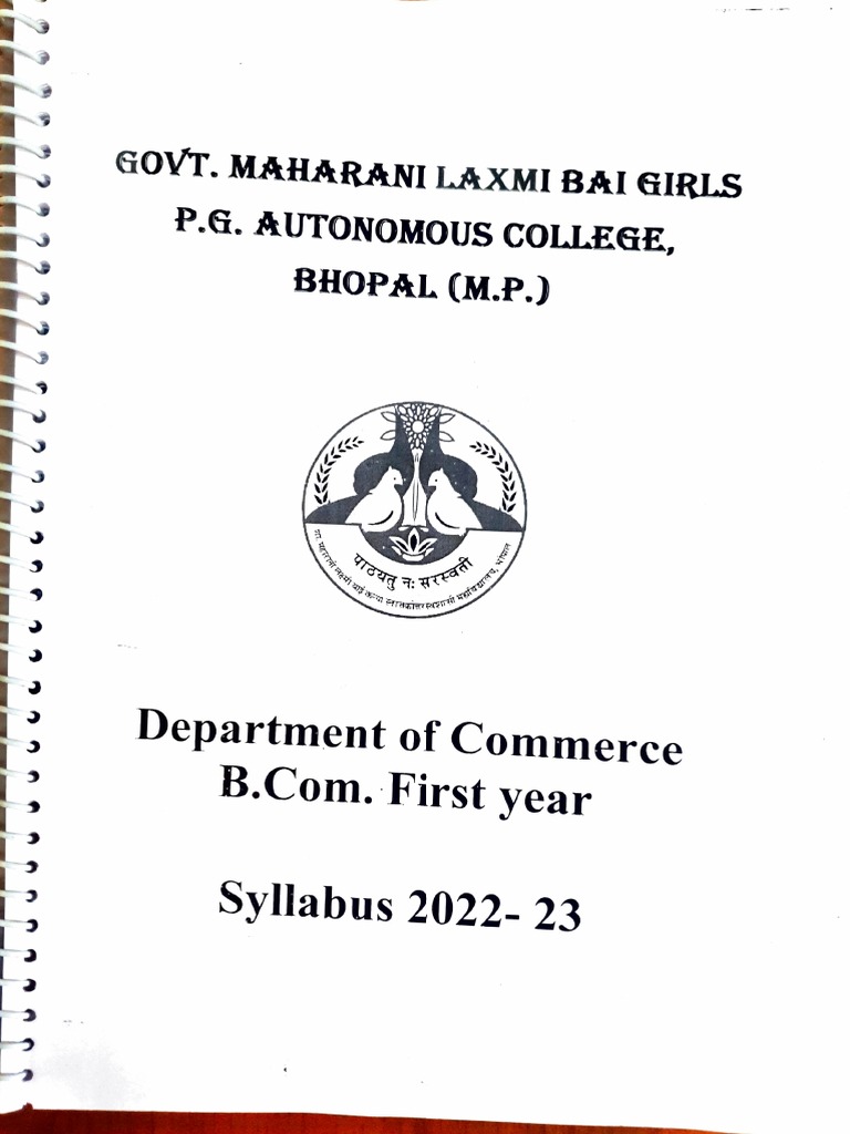 Mlb College Bhopal Logo Syllabus B.com. First 22 23 | PDF | Economics