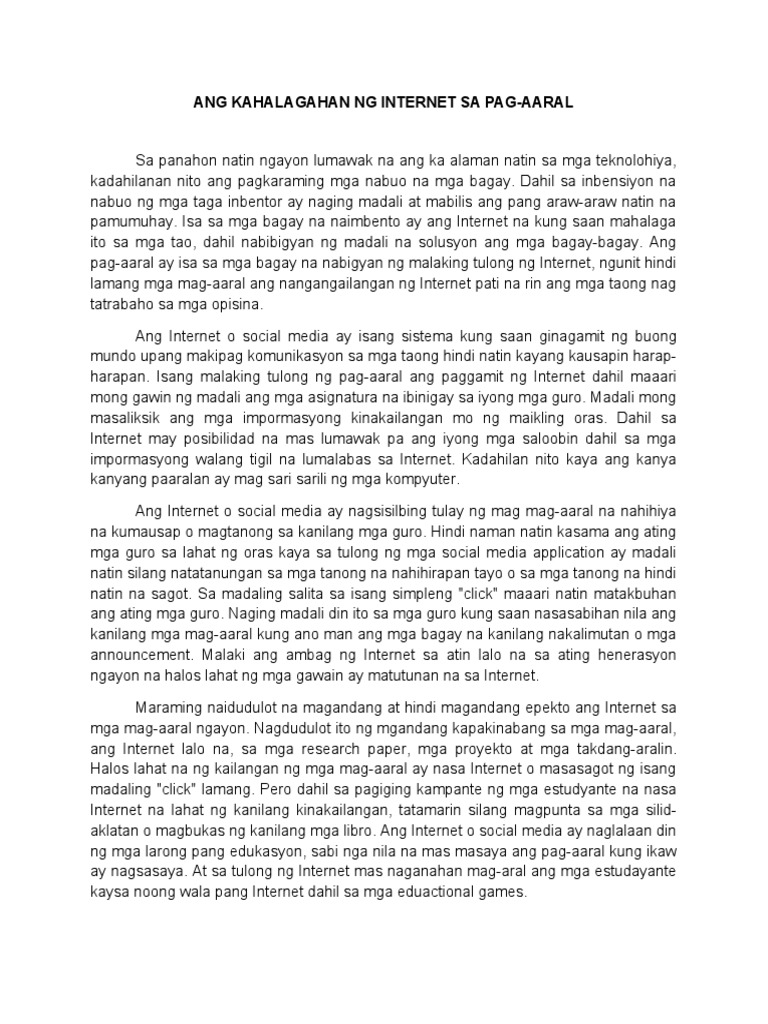 Ang Kahalagahan NG Internet Sa Pag | PDF