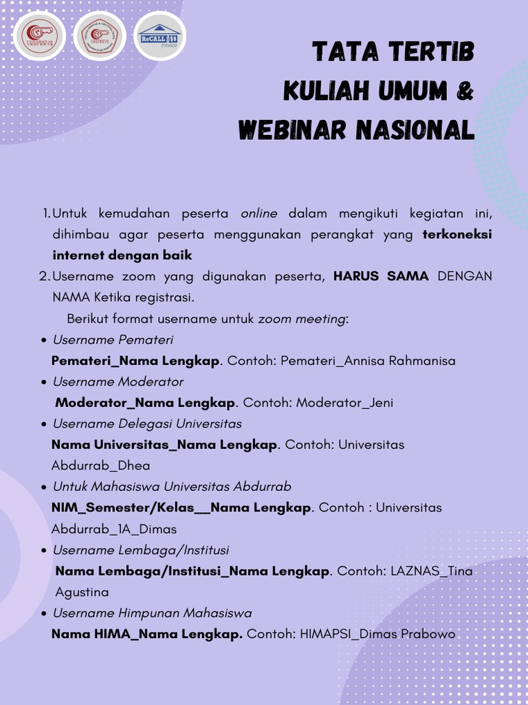 Tata Tertib Kuliah Umum & Webinar Nasional | PDF | Karier & Perkembangan | Bisnis