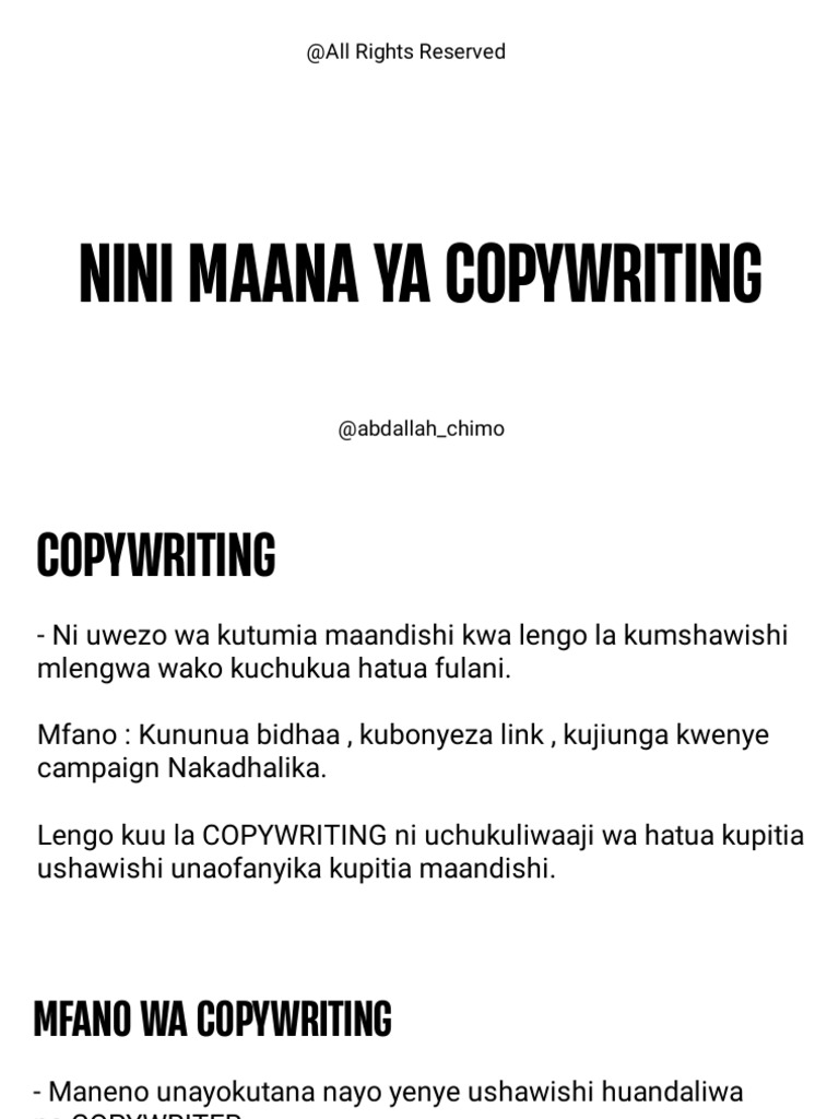 Nini Maana Ya Copywriting | PDF