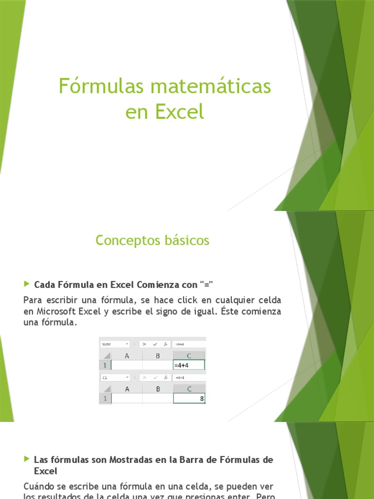 Fórmulas Matemáticas en Excel | PDF | Microsoft Excel | Números