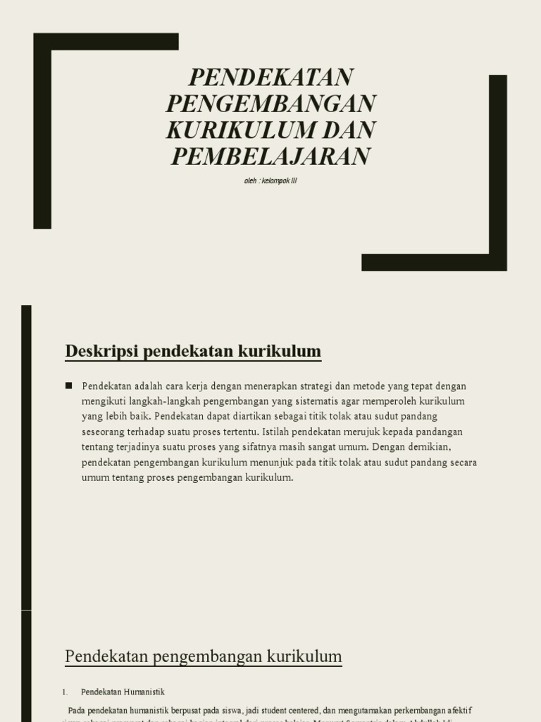 Pendekatan Pengembangan Kurikulum Dan Pembelajaran | PDF | Karier & Perkembangan | Pengembangan Diri