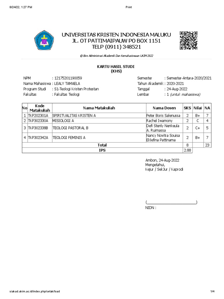 Print - PDF Khs Anatara 2 | PDF