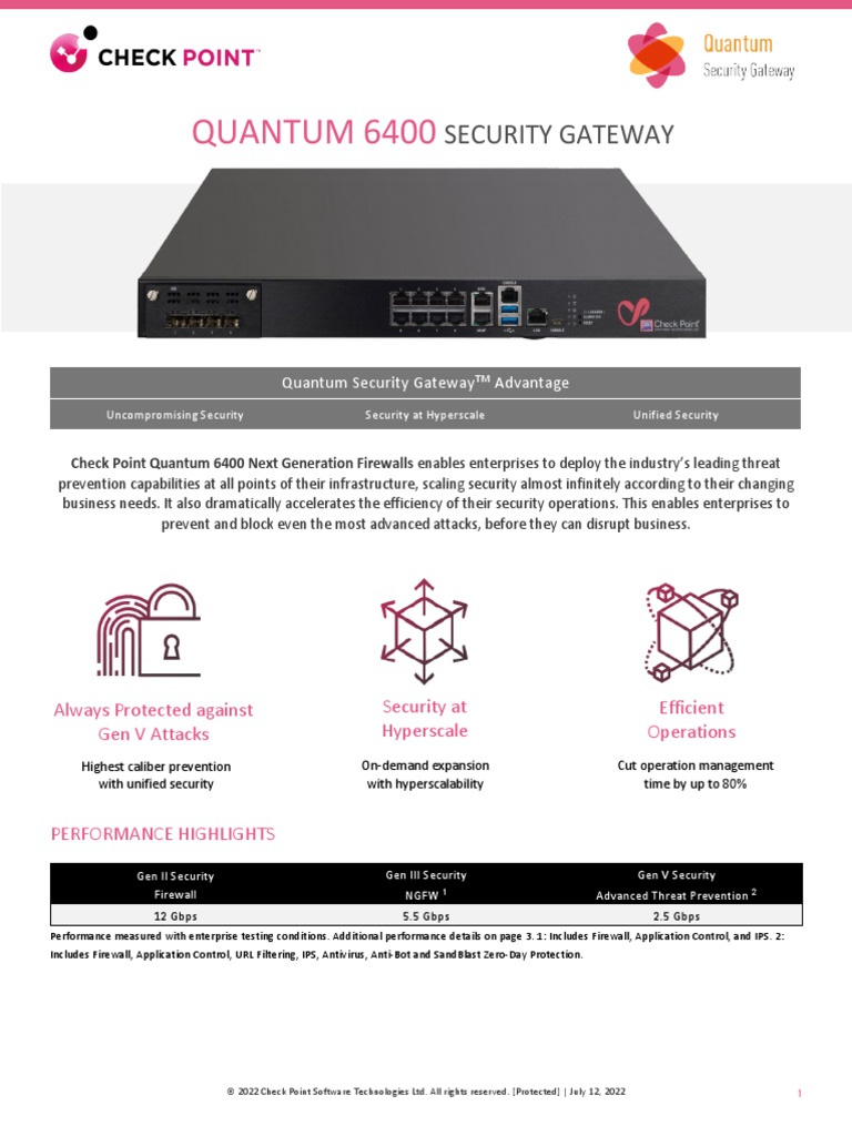 6400 Security Gateway Datasheet | PDF | Ip Address | Firewall (Computing)