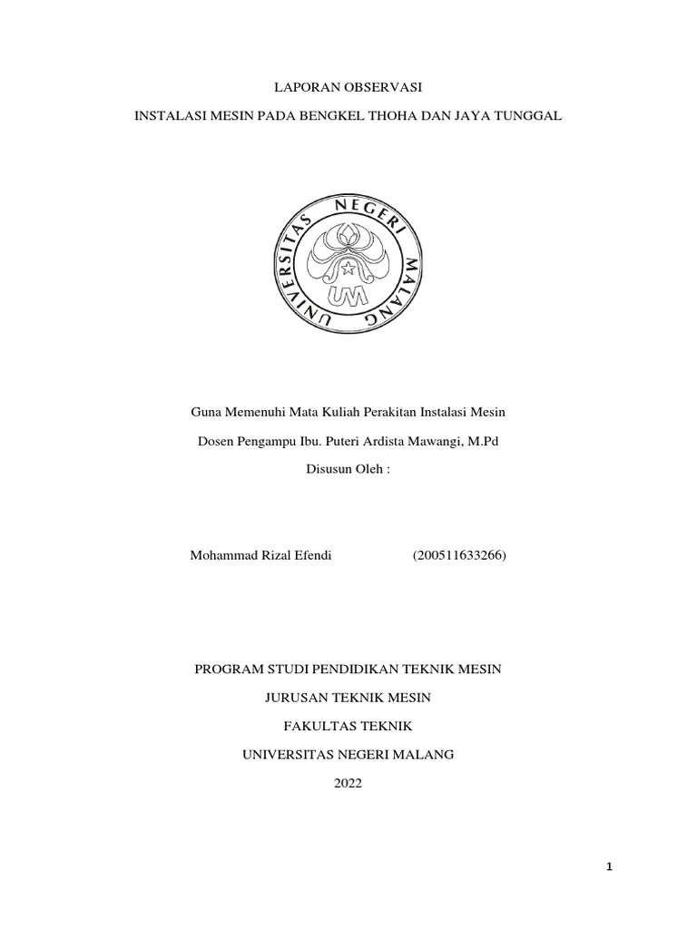 Laporan Hasil Observasi Pim Mohammad Rizal Efendi 200511633266 | PDF