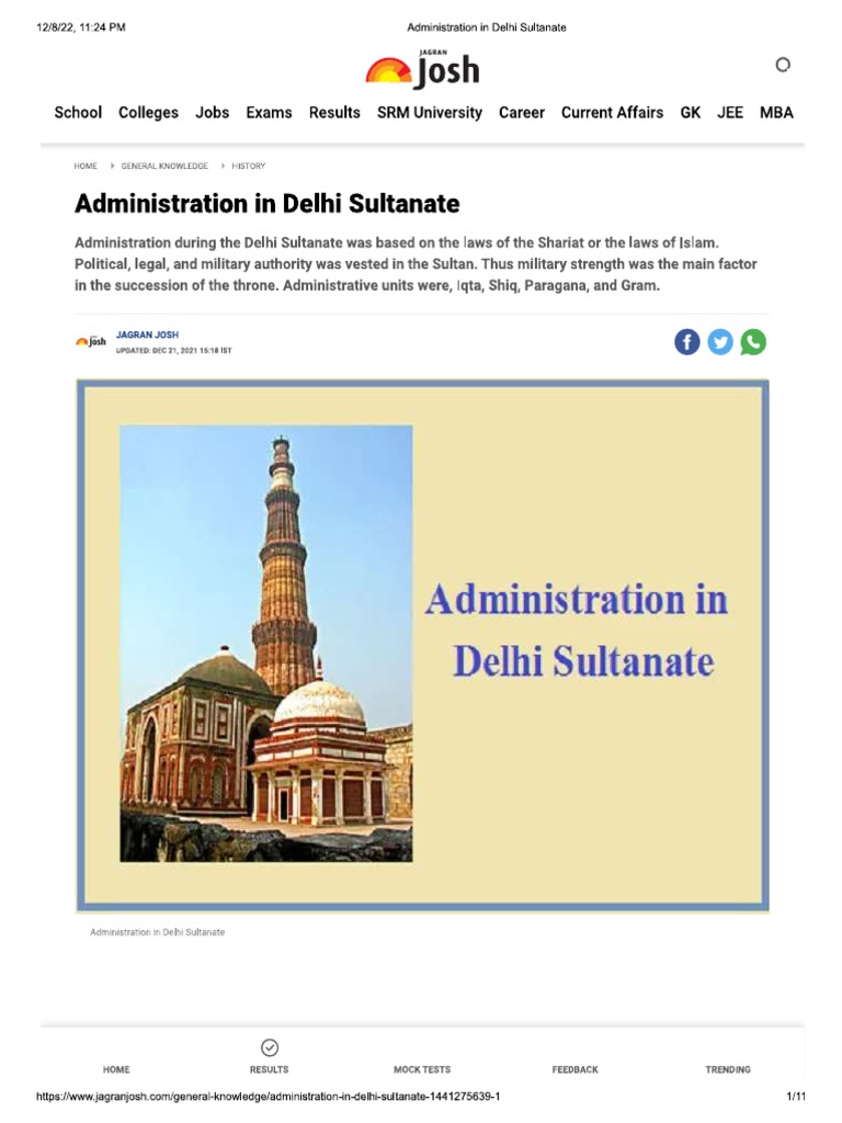 Delhi Sultanate Administration | PDF
