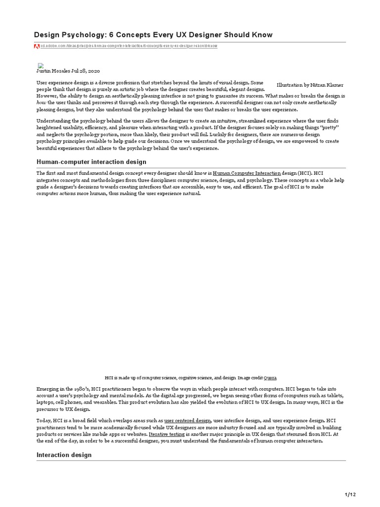 Essential UX Design Psychology Concepts | PDF | Human–Computer ...