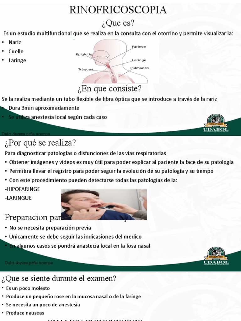Rinofibroscopia Examen Endoscopico | PDF | Endoscopia | Enfermedades y ...